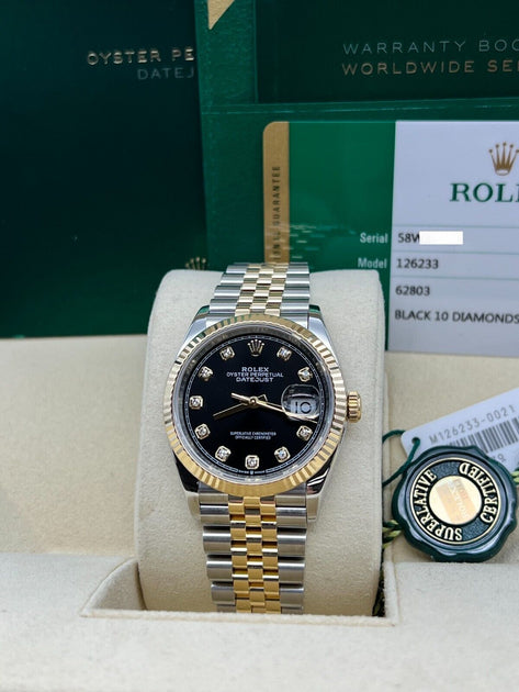 Rolex Datejust 126233 Black Diamond Dial 18K Yellow Gold Stainless Box