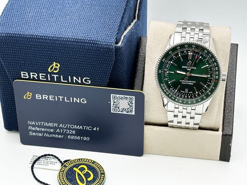 Breitling Navitimer A17326 Green Dial Stainless Steel Box Paper 41mm