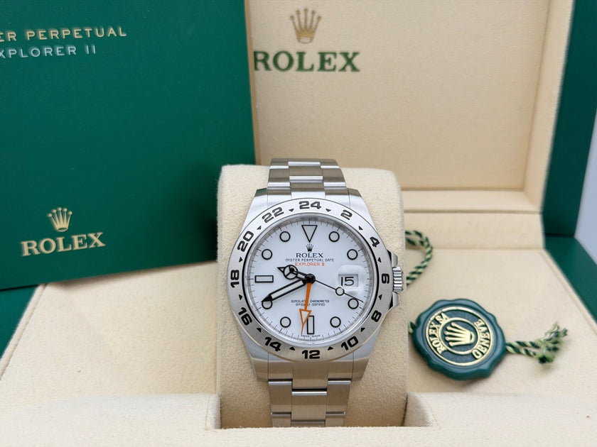 Rolex Explorer II 216570 42mm White Polar Dial Stainless Steel Box Boo