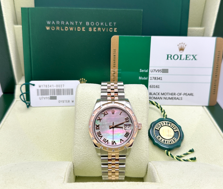 Rolex Datejust Midsize 178341 31mm Mother of Pearl Dial Diamond Bezel